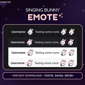 Cute Bunny Twitch Emote Singing Bunny Emote, Bunny Discord Emote ...