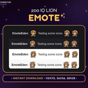 Lion Twitch Emote - 200 IQ, Smart, Geek, Nerd, Glasses, Discord Emote ...