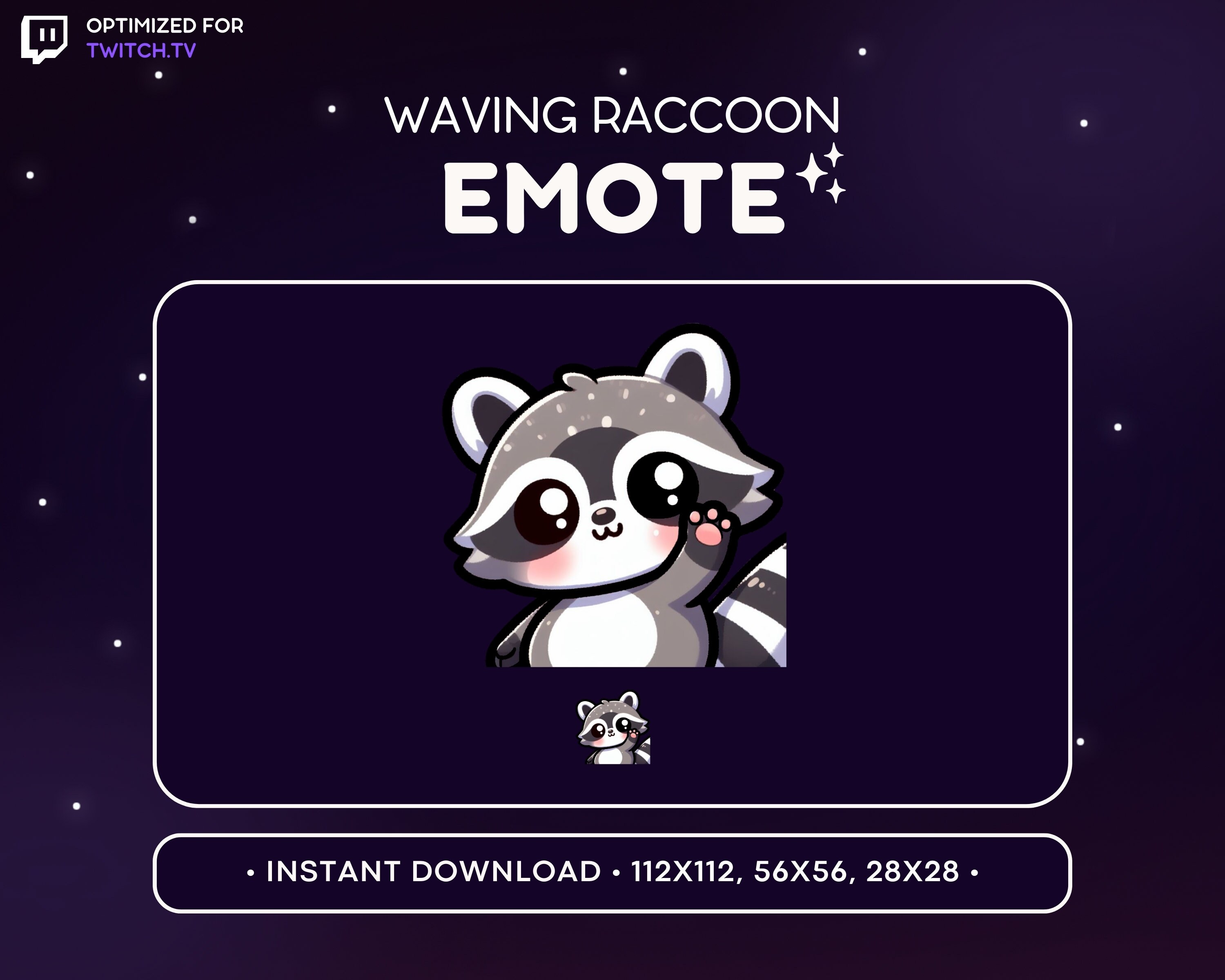 Raccoon Twitch Emote - Waving Discord Emoji, Hello, Welcome, Hi - Etsy