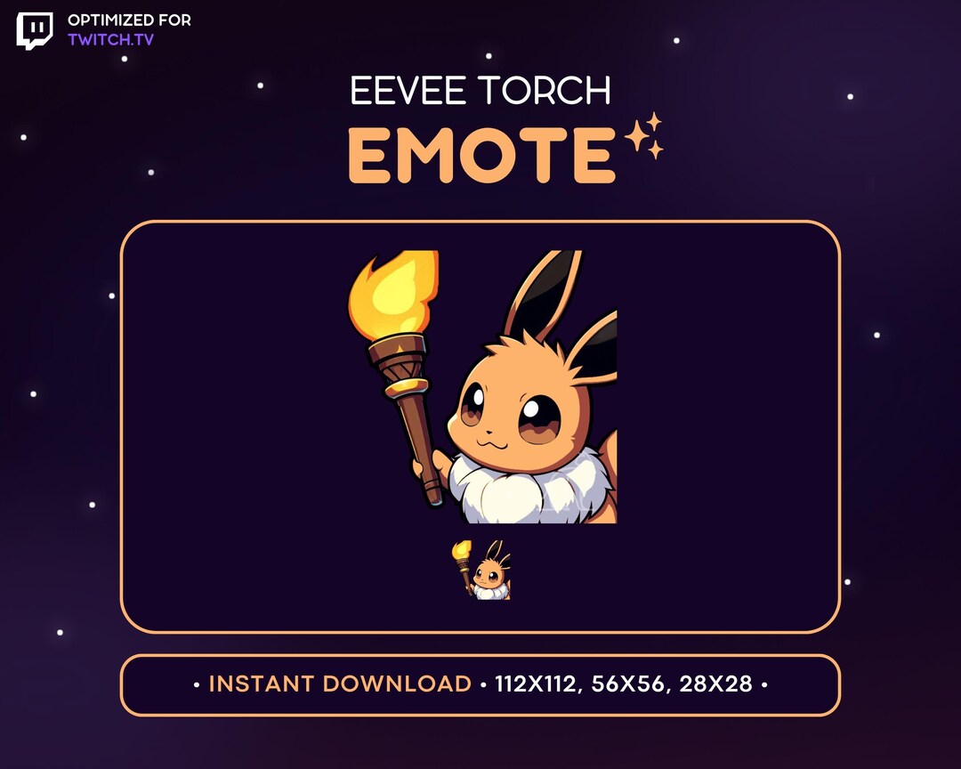 Eevee Twitch Emote - Torch Pokemon Discord Emoji Sticker, Raid, Witch ...