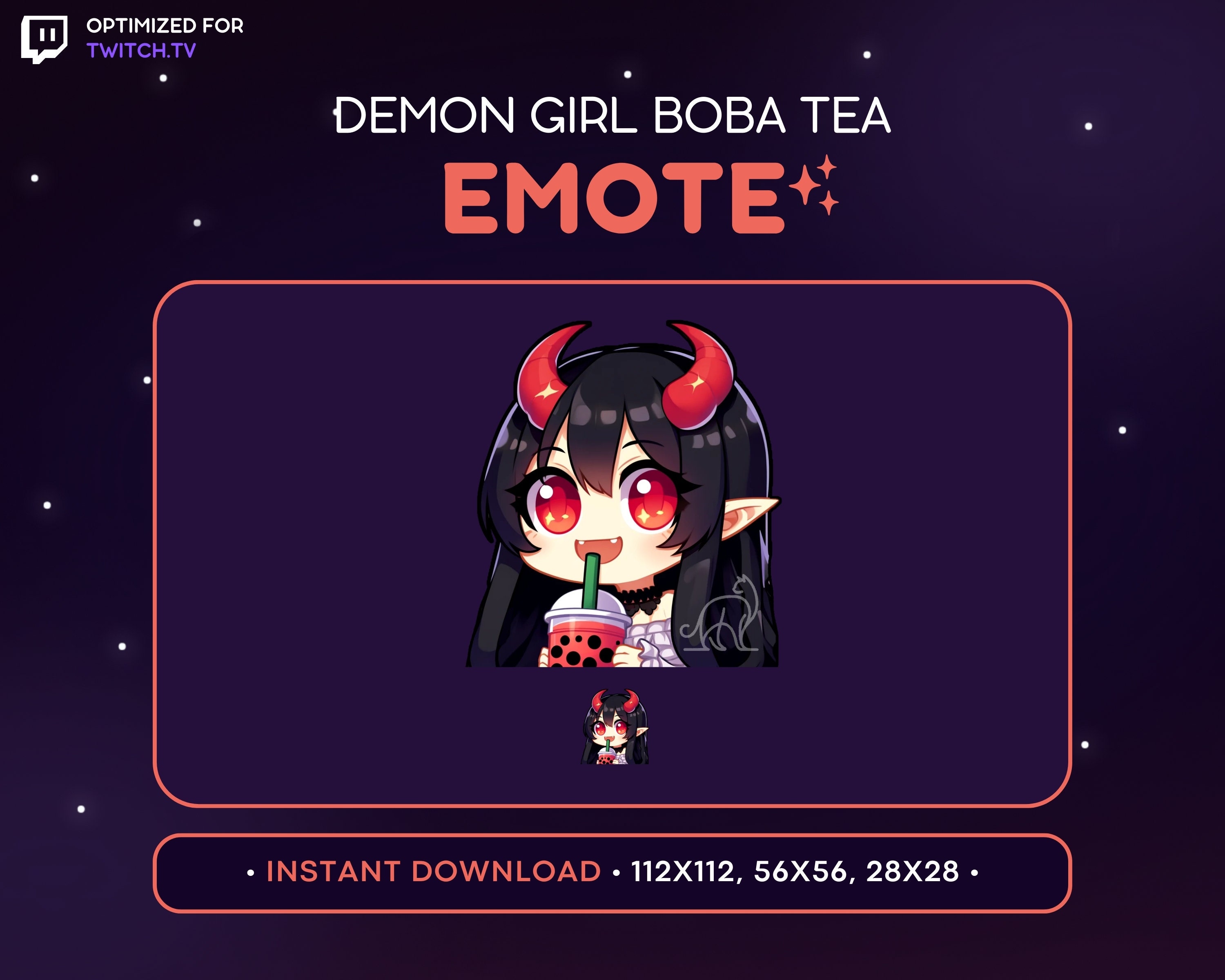 Demon Girl Twitch Emote, Evil Hell Girl, Kawaii Anime Emote, Gamer Girl ...