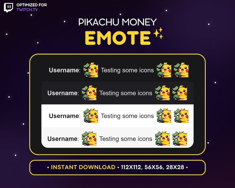 Cute Pikachu Twitch Emote Money Pikachu Pokemon Emote, Gaming ...