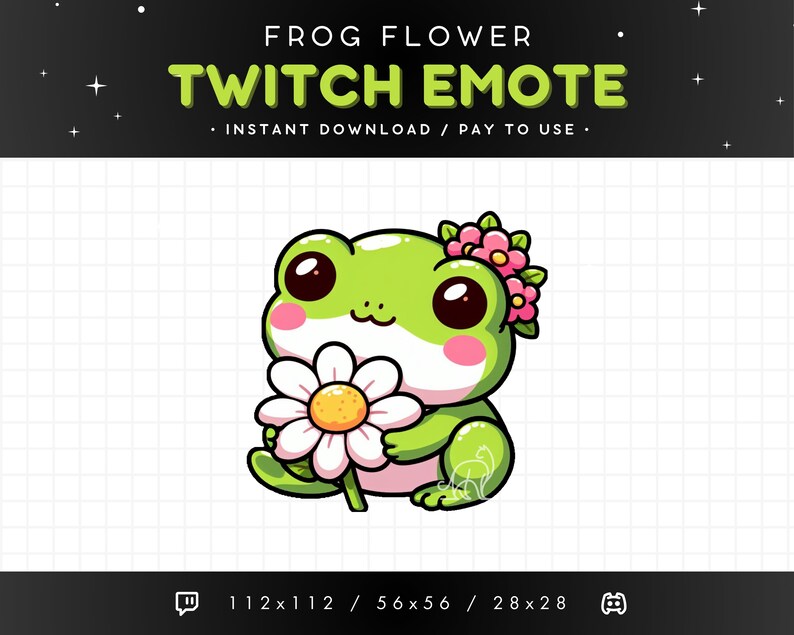 Cute Frog Twitch Emote Holding Flower Frog Emote, Frog Discord Emote ...