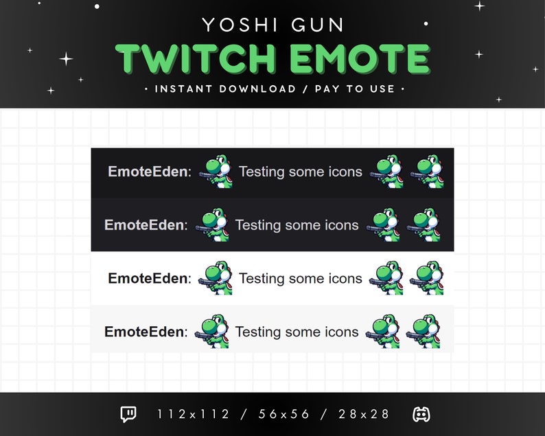 Cute Yoshi Twitch Emote Gun Yoshi Emote, Yoshi Discord Emote, Smash ...