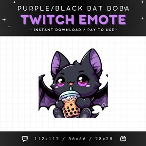 Cute Bat Twitch Emote Boba Tea Drink Bat Emote, Bat Discord Emote ...