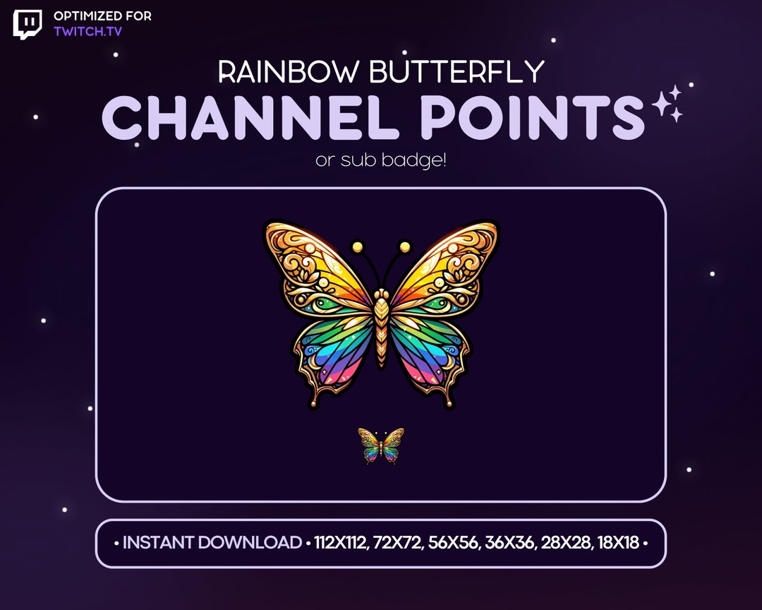Rainbow Butterfly Twitch Channel Point Icon, Sub Badge, Emote ...
