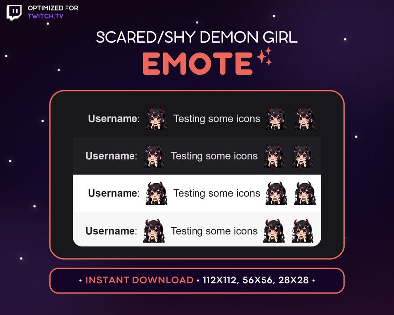 Demon Girl Twitch Emote, Evil Hell Girl, Kawaii Anime Emote, Gamer ...