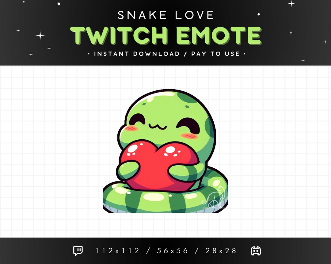 Cute Snake Twitch Emote Love Heart Snake Emote, Snake Discord Emote ...