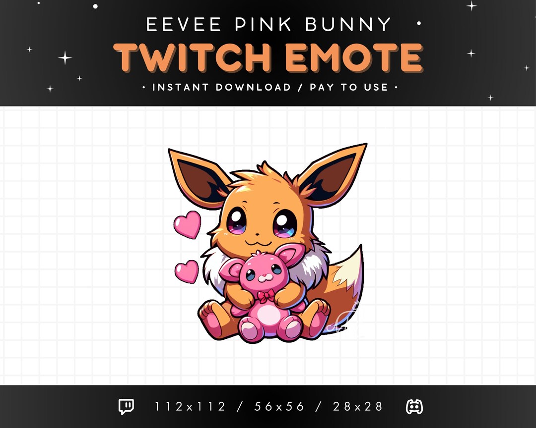 Cute Eevee Twitch Emote Hugging Bunny Pokemon Eevee Emote, Gaming ...