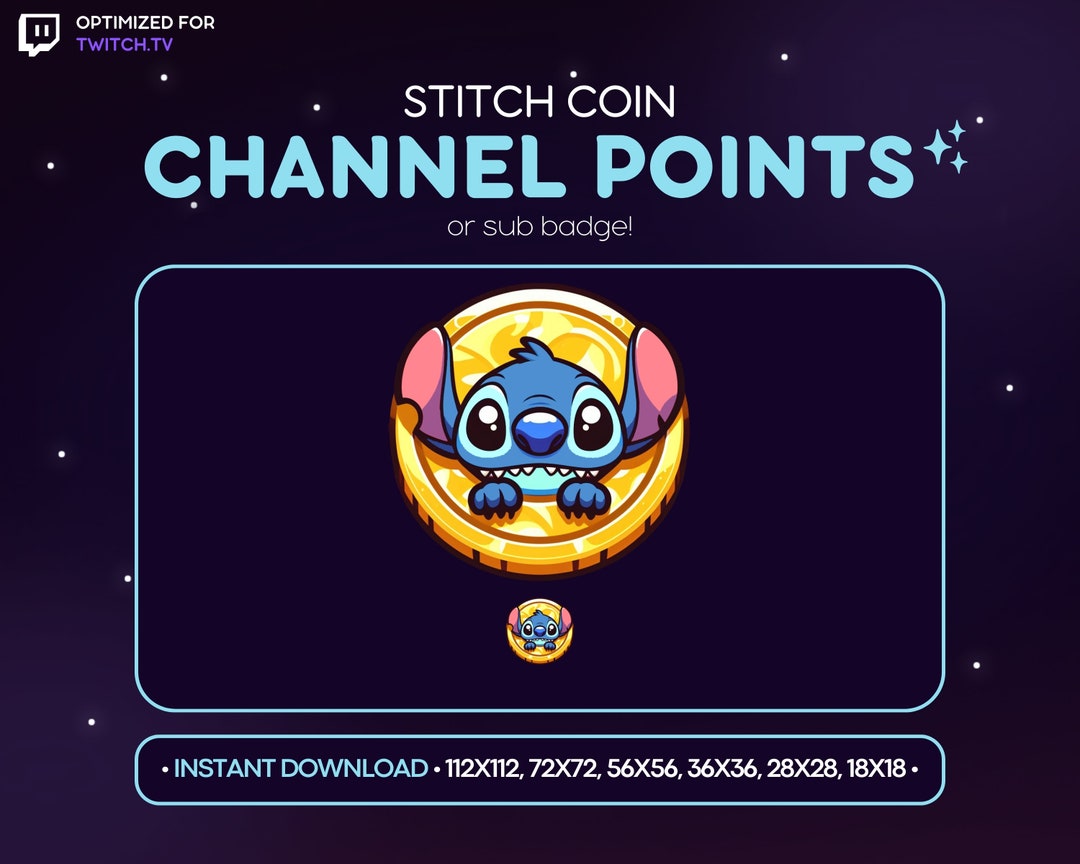 Stitch Coin Twitch Channel Point Icon, Sub Badge, Emote - Stitch ...