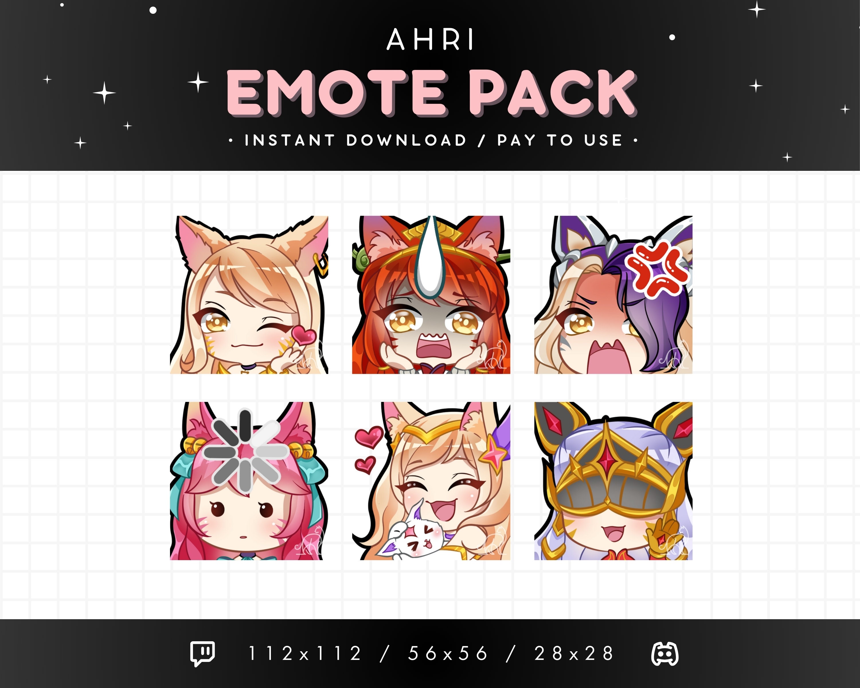 Ahri Twitch Emote Pack 6x Ahri League of Legends, Ahri Discord Emote ...