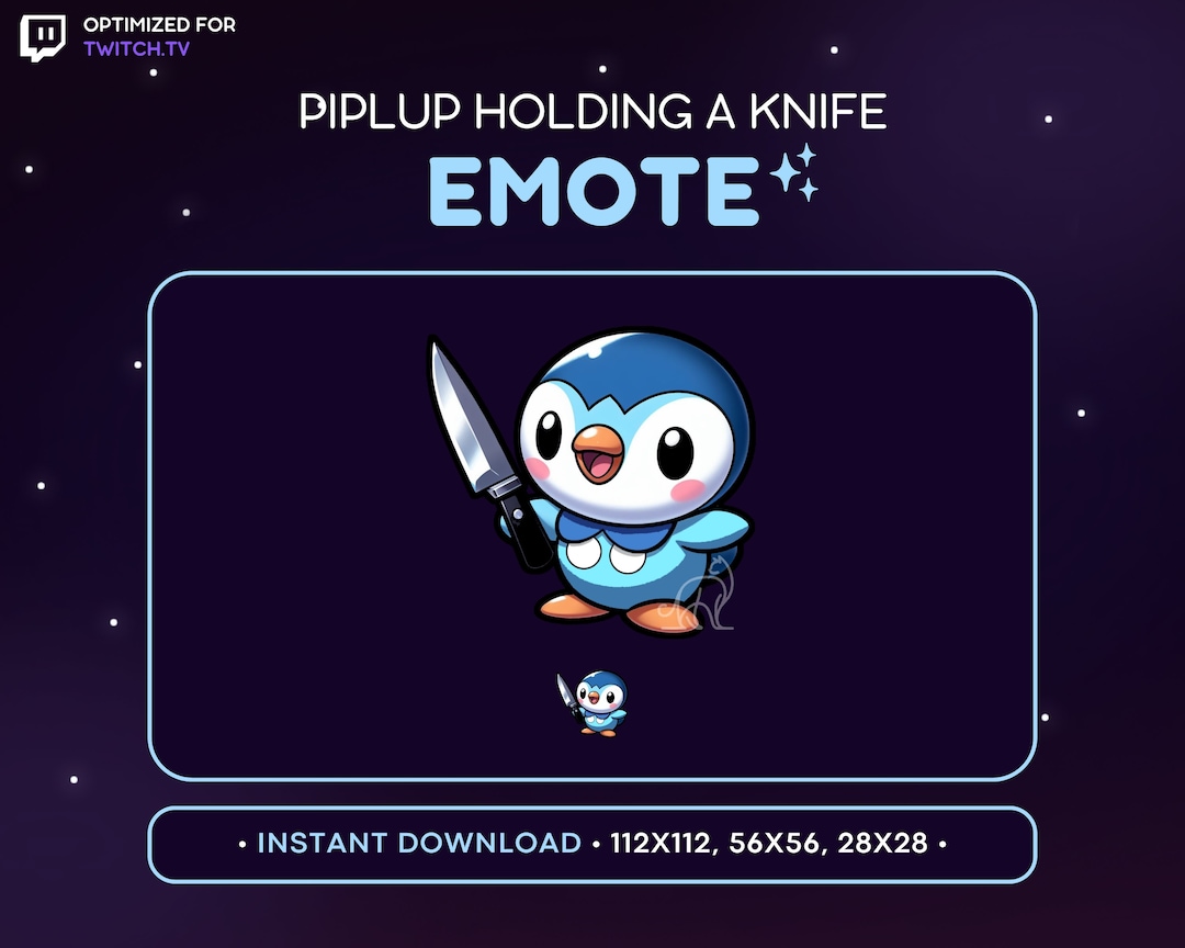 Piplup Twitch Emote - Knife Pokemon Discord Emoji, Dangerous, Funny ...