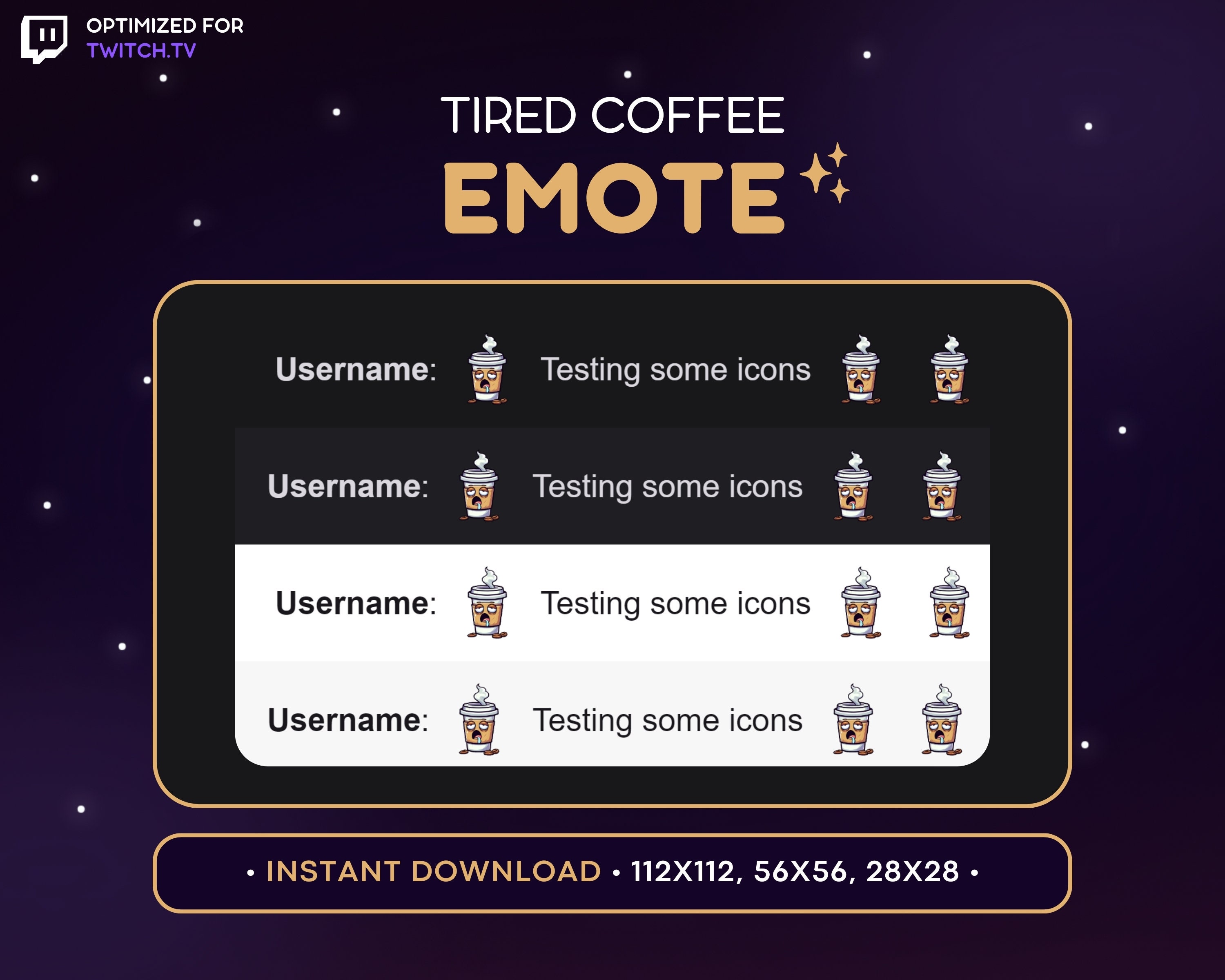 Tired Coffee Cup Twitch Emote - Coffee Emote, Coffee Discord Emote ...