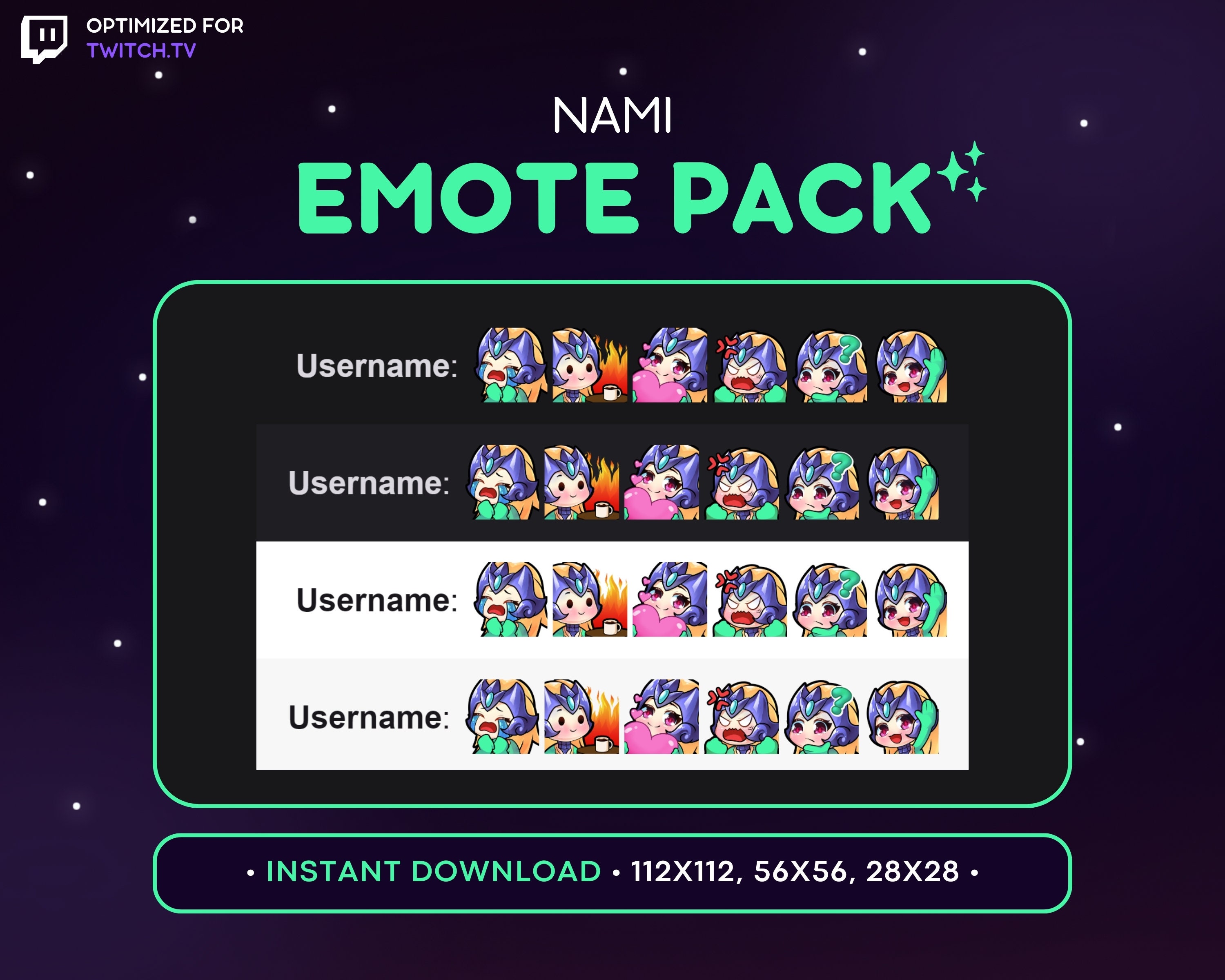 Nami Twitch Emote Pack 6x League of Legends Nami Discord Emote ...