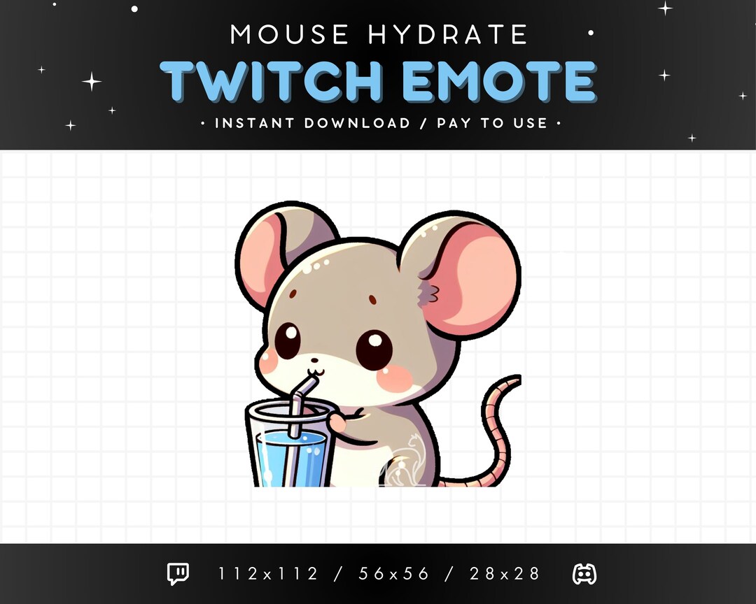 Cute Mouse Twitch Emote Water Hydrate Mouse Emote, Mouse Discord Emote ...