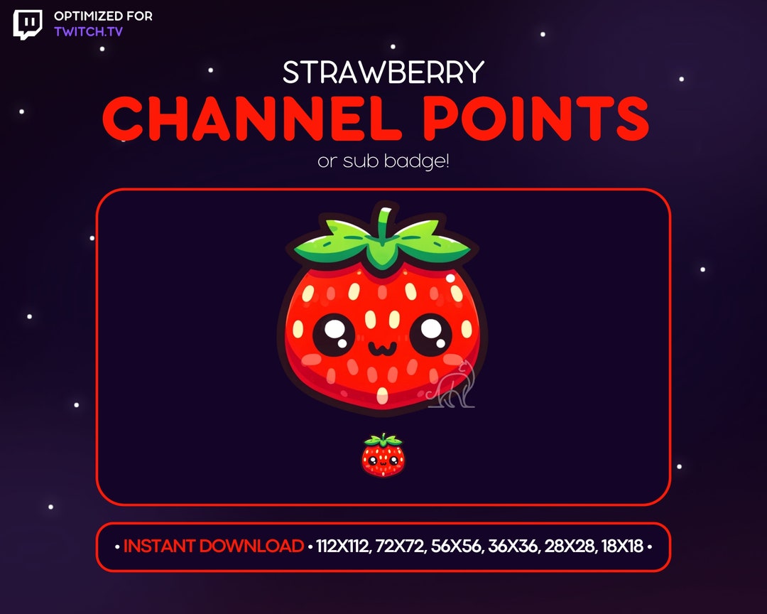 Strawberry Twitch Channel Point Icon, Sub Badge, Emote - Strawberry ...