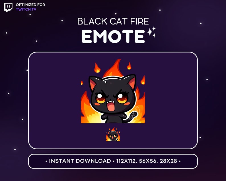 Black Cat Twitch Emote Fire Mad - Rage Cat Discord Emote, Cat Streaming ...