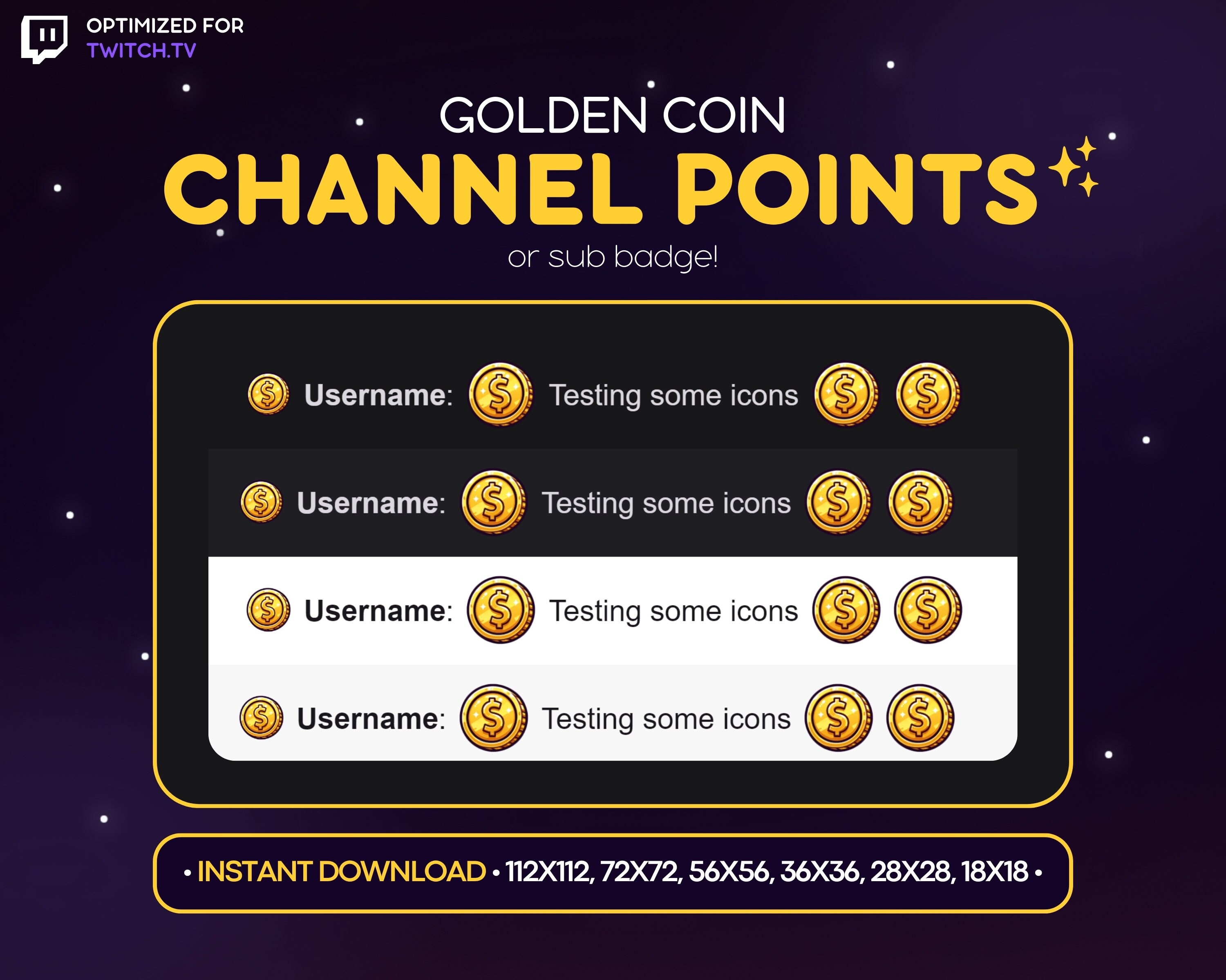 Golden Coin Twitch Channel Point Icon, Sub Badge, Emote Coin Discord ...