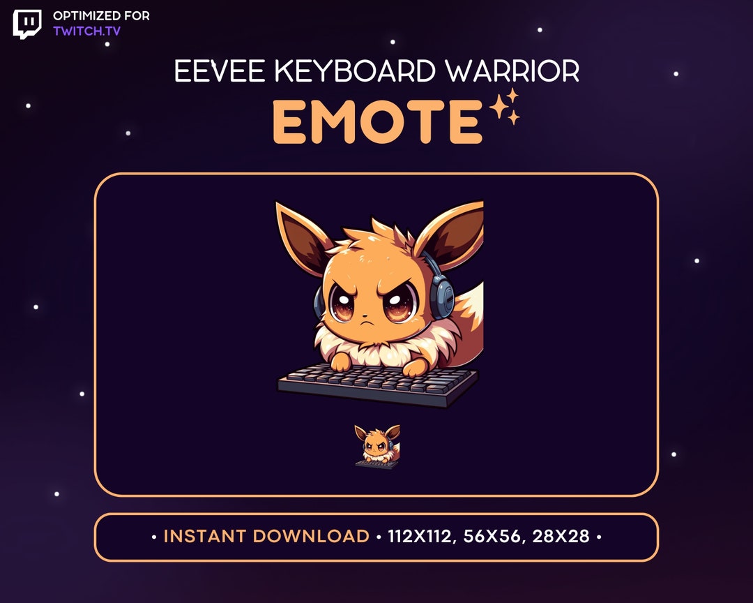 Cute Eevee Twitch Emote - Keyboard Warrior Pokemon Eevee Emote, Gaming ...