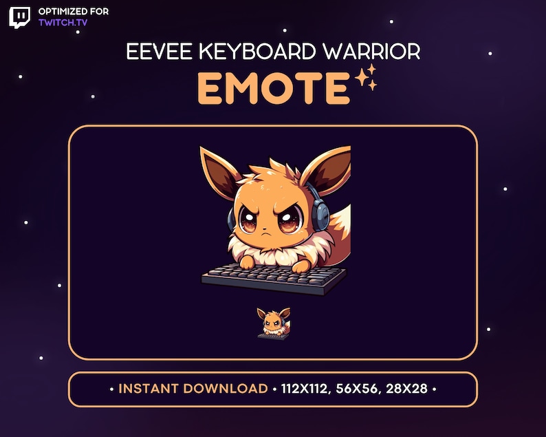 Cute Eevee Twitch Emote Keyboard Warrior Pokemon Eevee Emote, Gaming ...