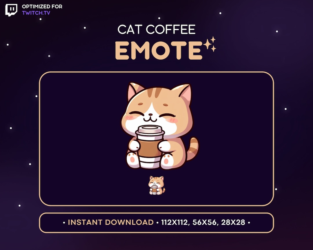 Orange Cat Twitch Emote - Coffee Discord Emote Emoji, Drink, Tea, Hot ...