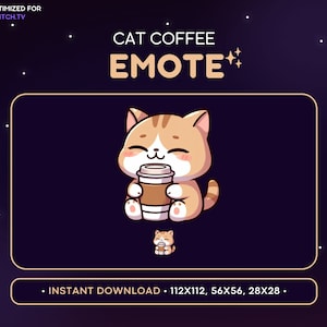 Cute Orange Cat Twitch Emote - Coffee Cat Emote, Cat Discord Emote ...