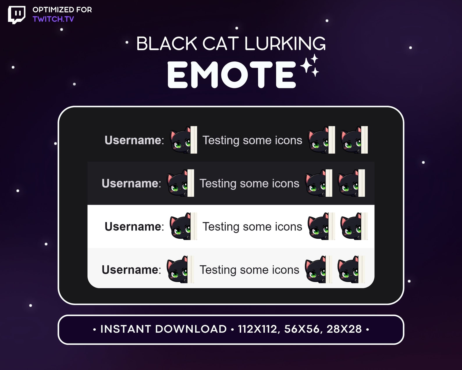 Cute Black Cat Twitch Emote Lurk - Hiding Cat Emote, Cat Discord Emote ...