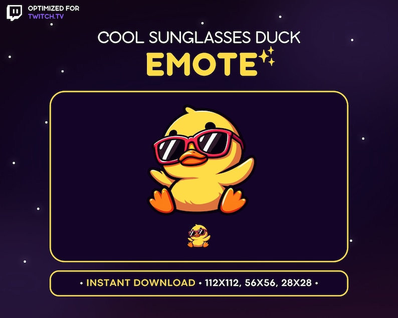 Cute Duck Twitch Emote Cool Duck Emote, Duck Discord Emote, Gaming ...