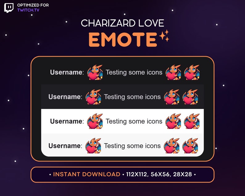 Charizard Twitch Emote - Love Pokemon Discord Emoji, Heart, Hug, Blush ...
