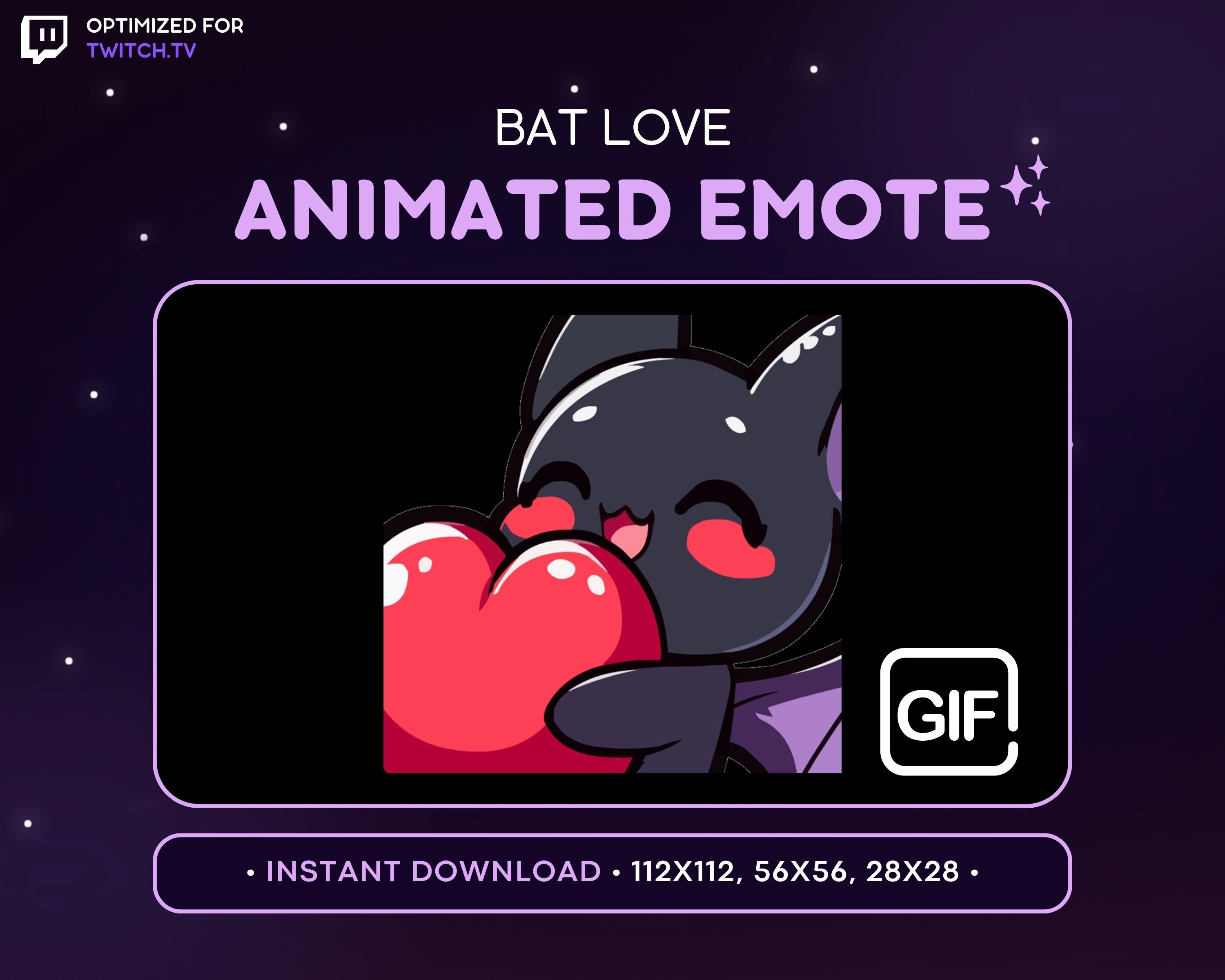 ANIMATED Bat Twitch Emote Love - Heart Bat Emote, Bat Discord Emote ...