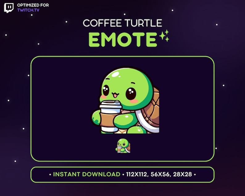 Cute Turtle Twitch Emote Coffee - Drink Sea Turtle Emote, Turtle ...