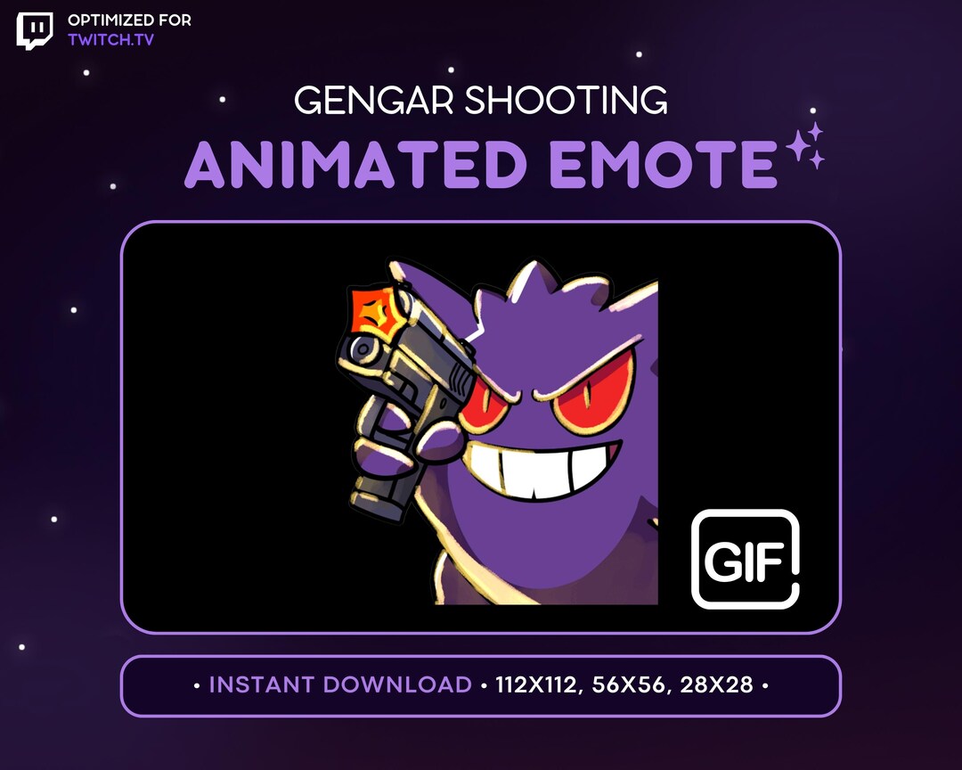 ANIMATED Gengar Twitch Emote - Gun Gengar Pokemon Emote, Gaming ...