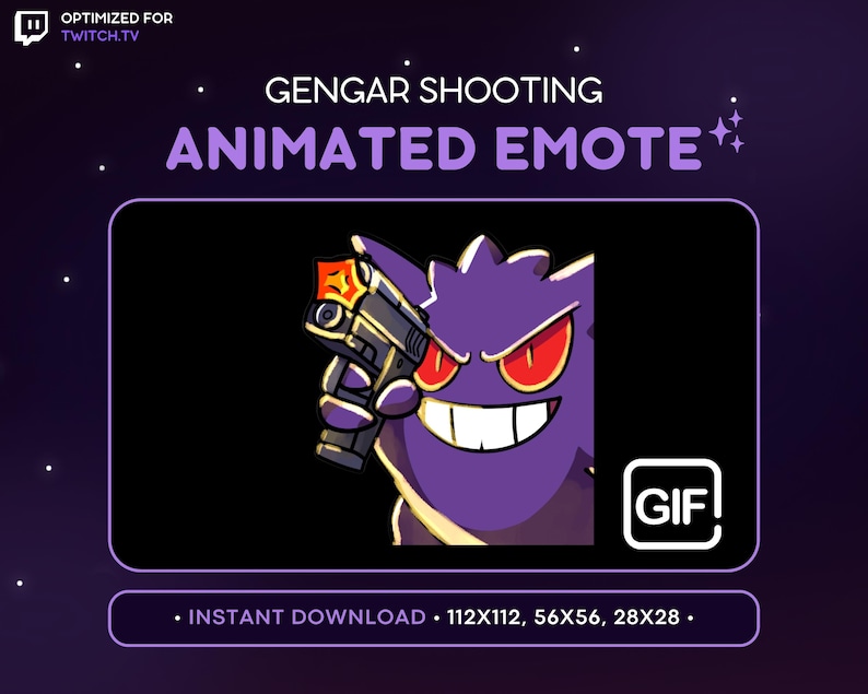 ANIMATED Gengar Twitch Emote - Gun Gengar Pokemon Emote, Gaming ...