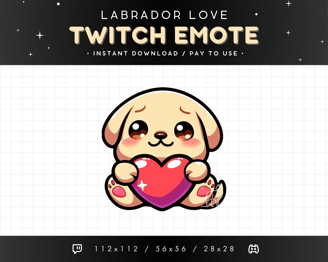 Cute Labrador Dog Twitch Emote Love Heart Dog Emote, Puppy Discord ...