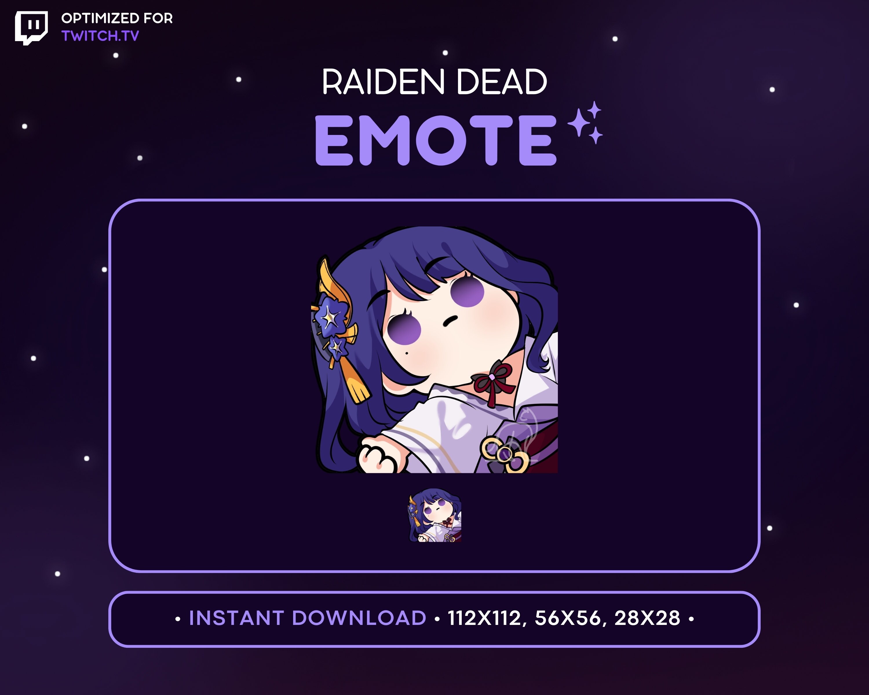 Raiden Genshin Impact Twitch Emote Dead Genshin Discord Emote, Streaming Asset, Gamer Girl ...