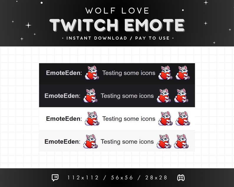 Cute Wolf Twitch Emote Love Heart Wolf Emote, Gray Wolf Discord Emote ...