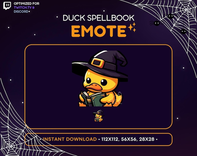 Witch Hat Duck Twitch Emote - Witch Duck Spellbook Emote, Cute Duck ...