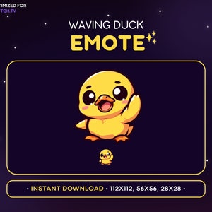 Cute Duck Twitch Emote - Waving Duck Emote, Duck Discord Emote, Gaming ...