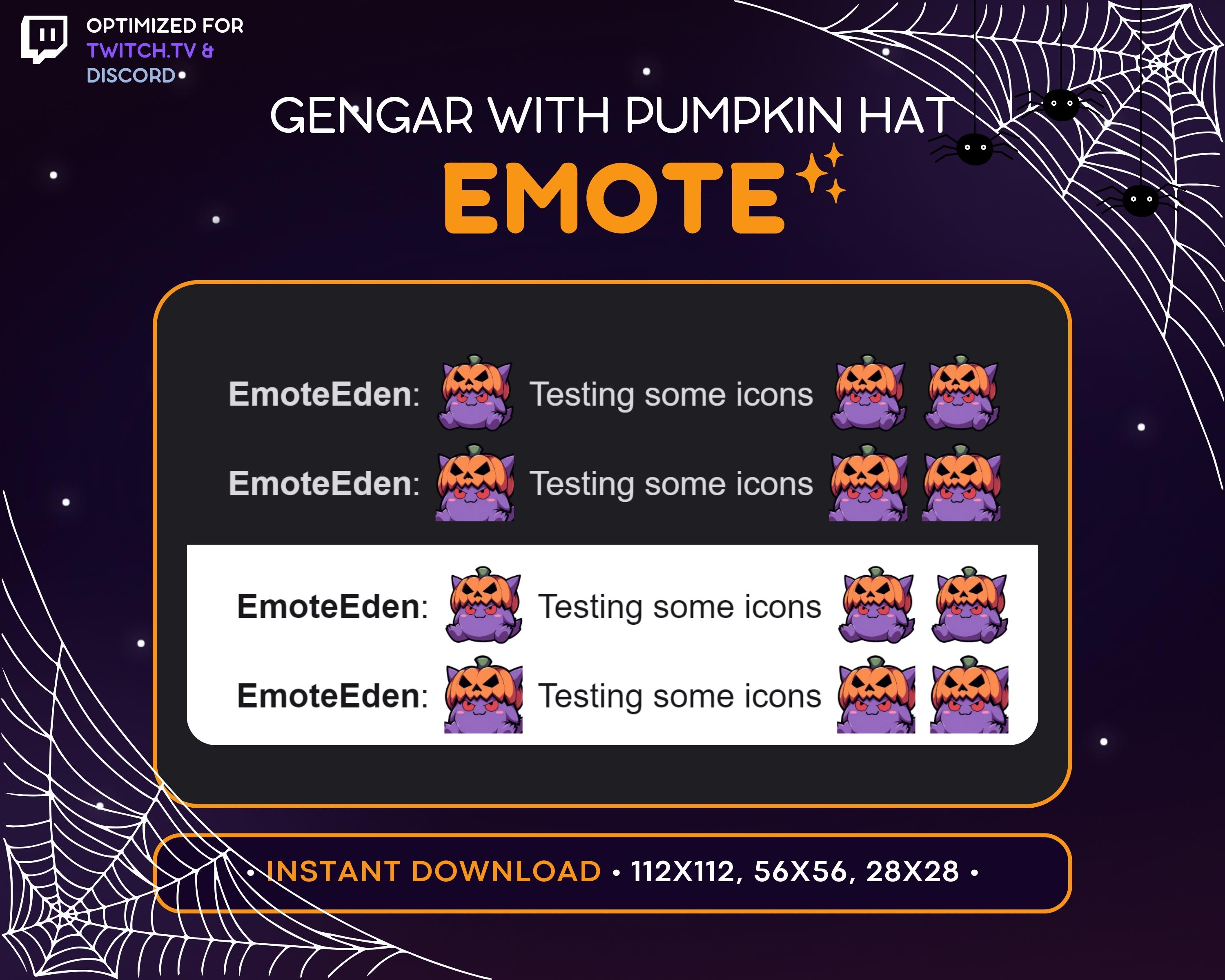 Gengar Twitch Emote - Pumpkin Hat, Halloween Emote, Discord Server ...