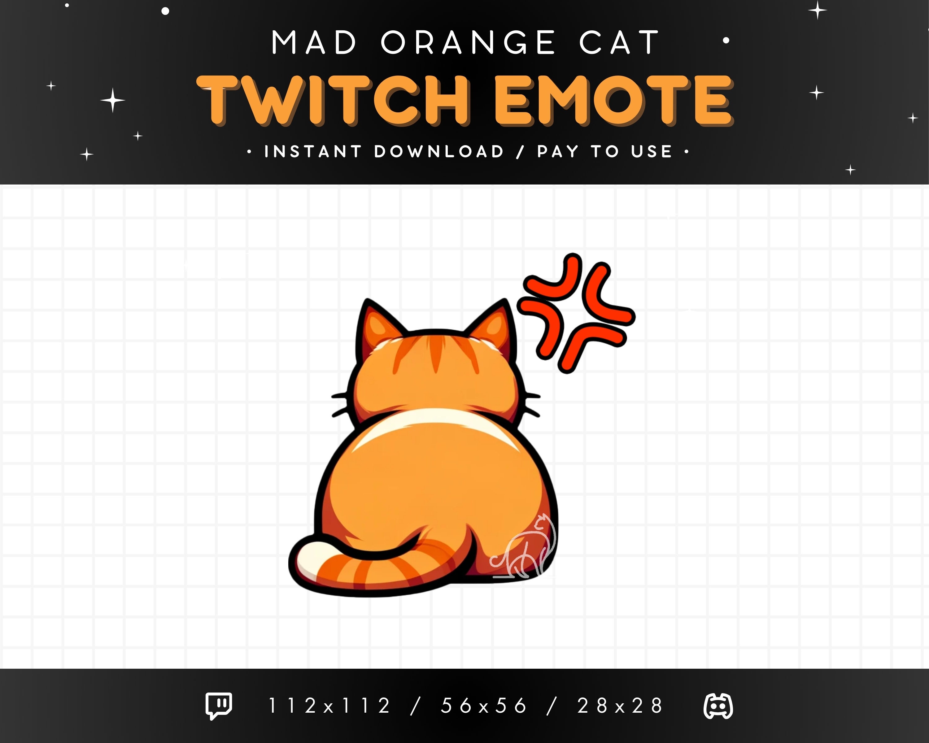 Mad Orange Cat Twitch Emote Angy Cat Discord Emote, Cat Streaming ...