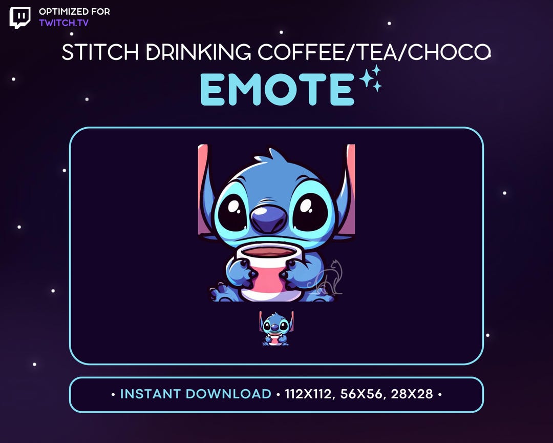 Stitch Twitch Emote - Cup of Coffee Stitch Discord Emote, Stitch ...