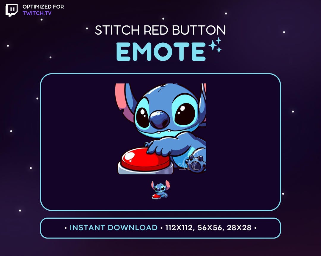 Stitch Twitch Emote - Red Button Stitch Discord Emote, Stitch Streaming ...