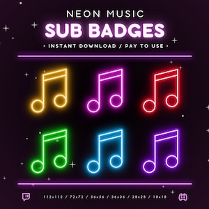 Neon Music Sub Badges Neon Twitch Sub Badges, Channel Point Icon ...