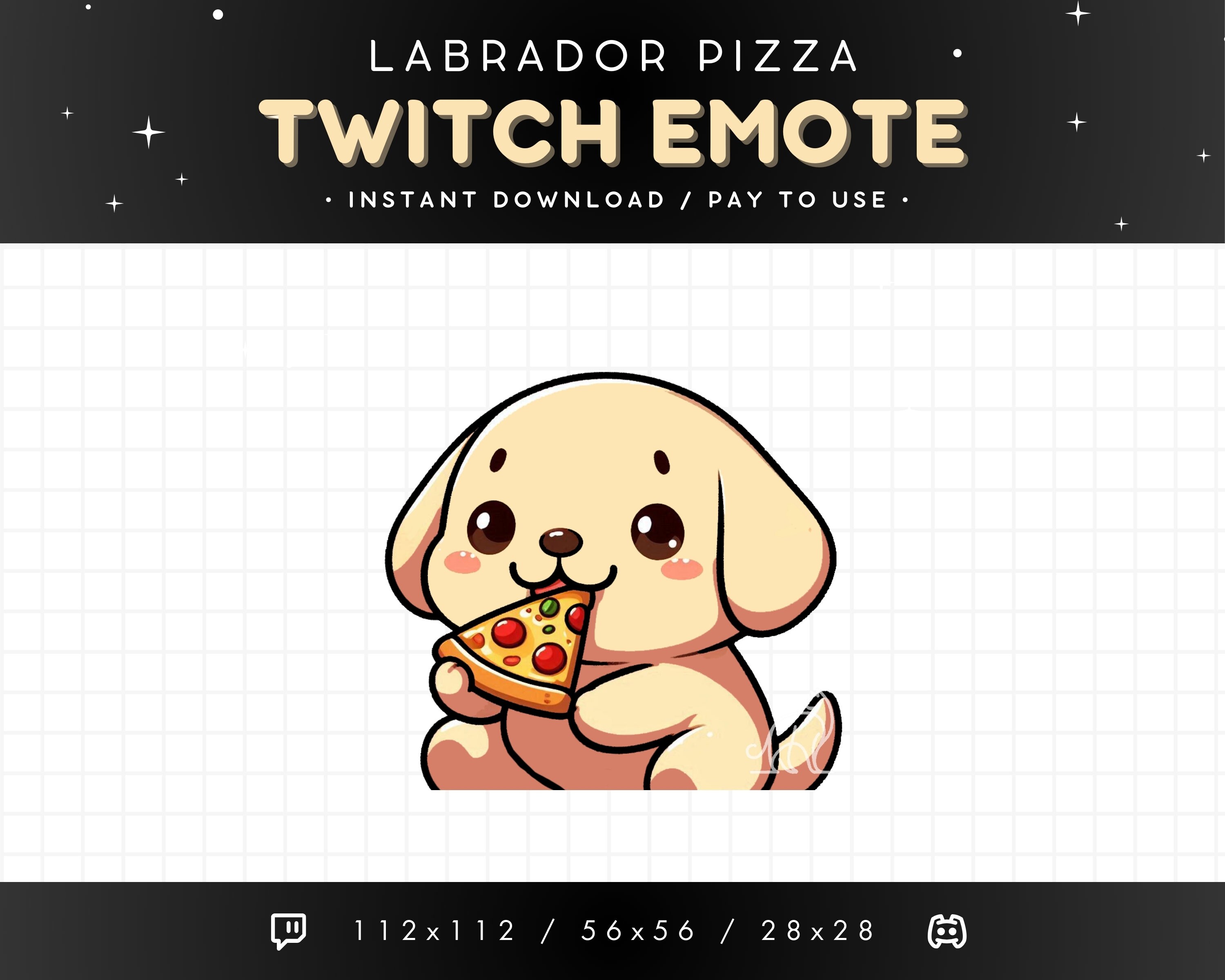 Cute Labrador Dog Twitch Emote Love Pizza Dog Emote, Puppy Discord ...