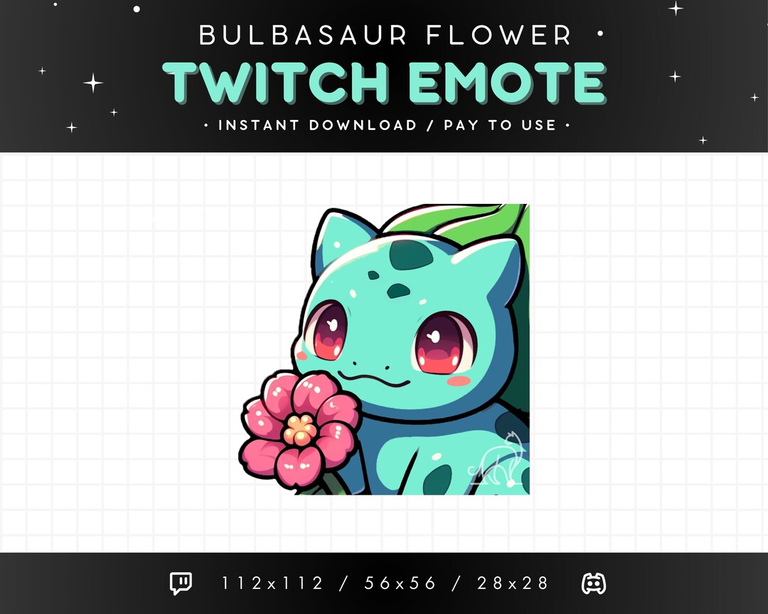Cute Bulbasaur Twitch Emote Flower Bulbasaur Pokemon Emote, Gaming ...