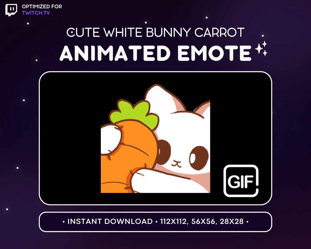 ANIMATED White Bunny Carrot Emote - Cute Animated Bunny Discord Emote ...