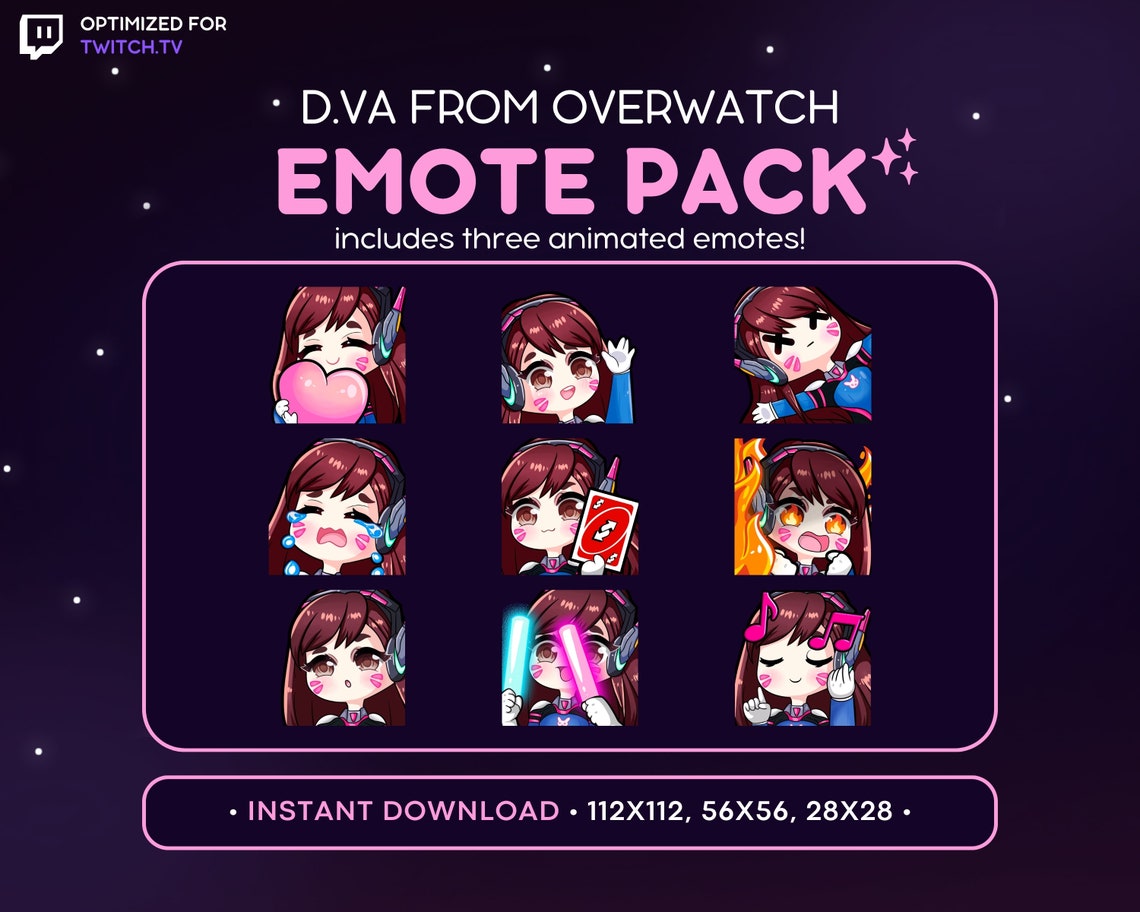 Overwatch D.va Twitch Emote Pack 9x Dva Discord Emote, Streaming Assets ...