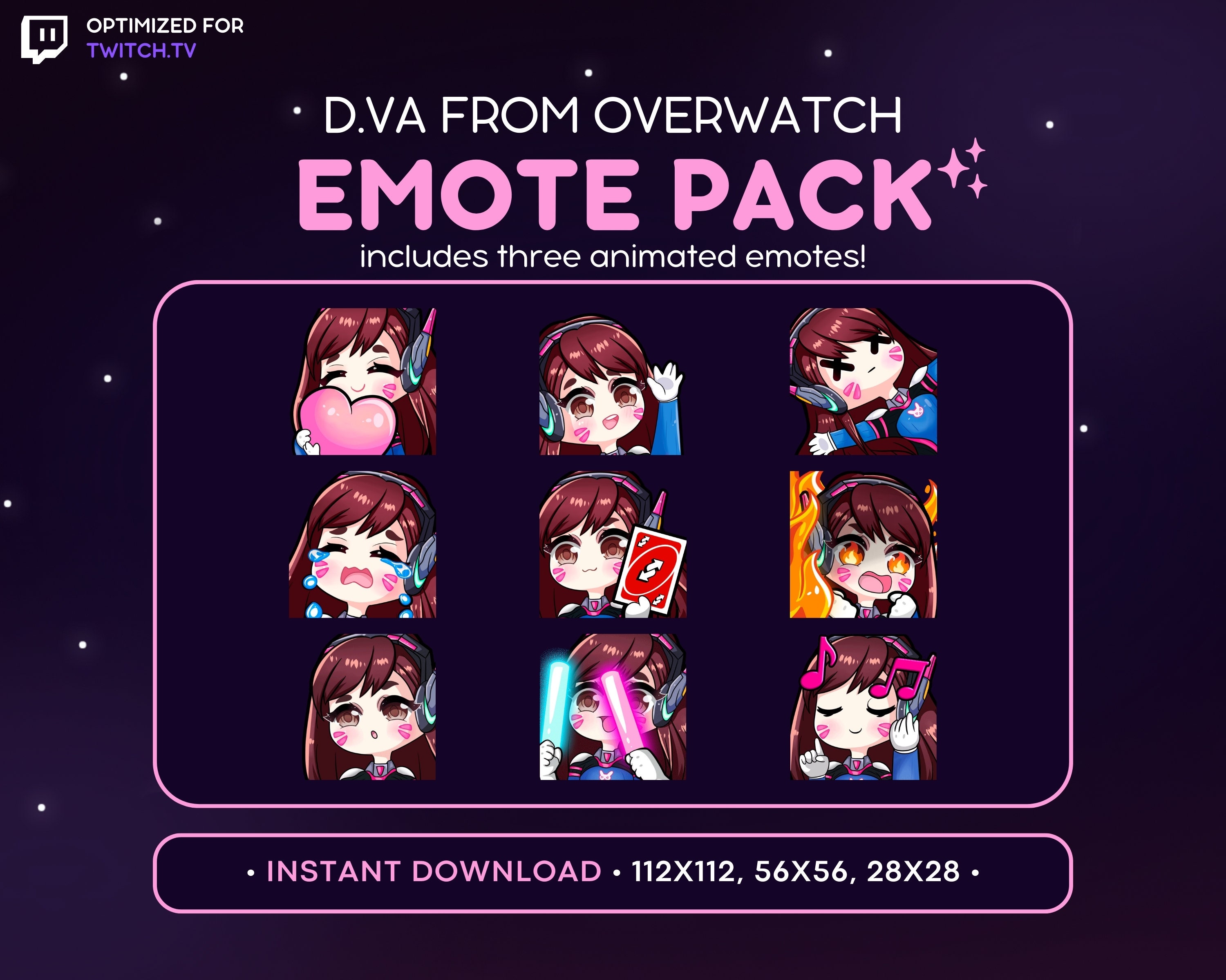Overwatch D.va Twitch Emote Pack 9x Dva Discord Emote, Streaming Assets ...