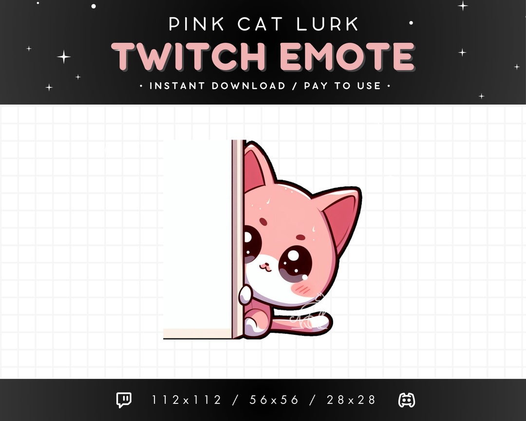Cute Pink Cat Twitch Emote Lurk Peak Cat Emote, Cat Discord Emote ...