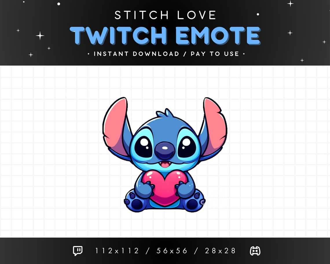Stitch Twitch Emote Love Stitch Discord Emote, Stitch Streaming Assets ...